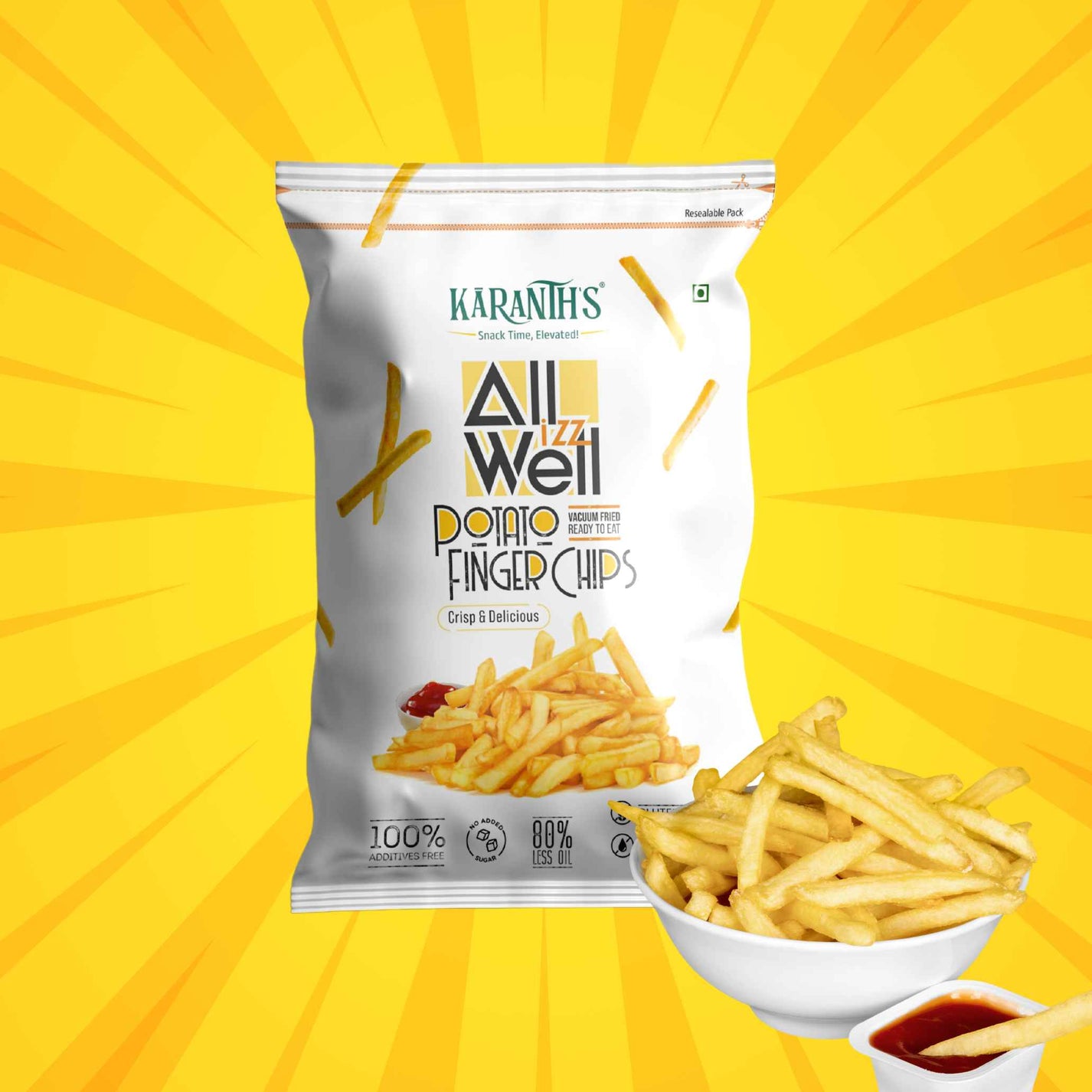 All Izz Well Potato Finger Chips - 35 gms – FruitTreat India